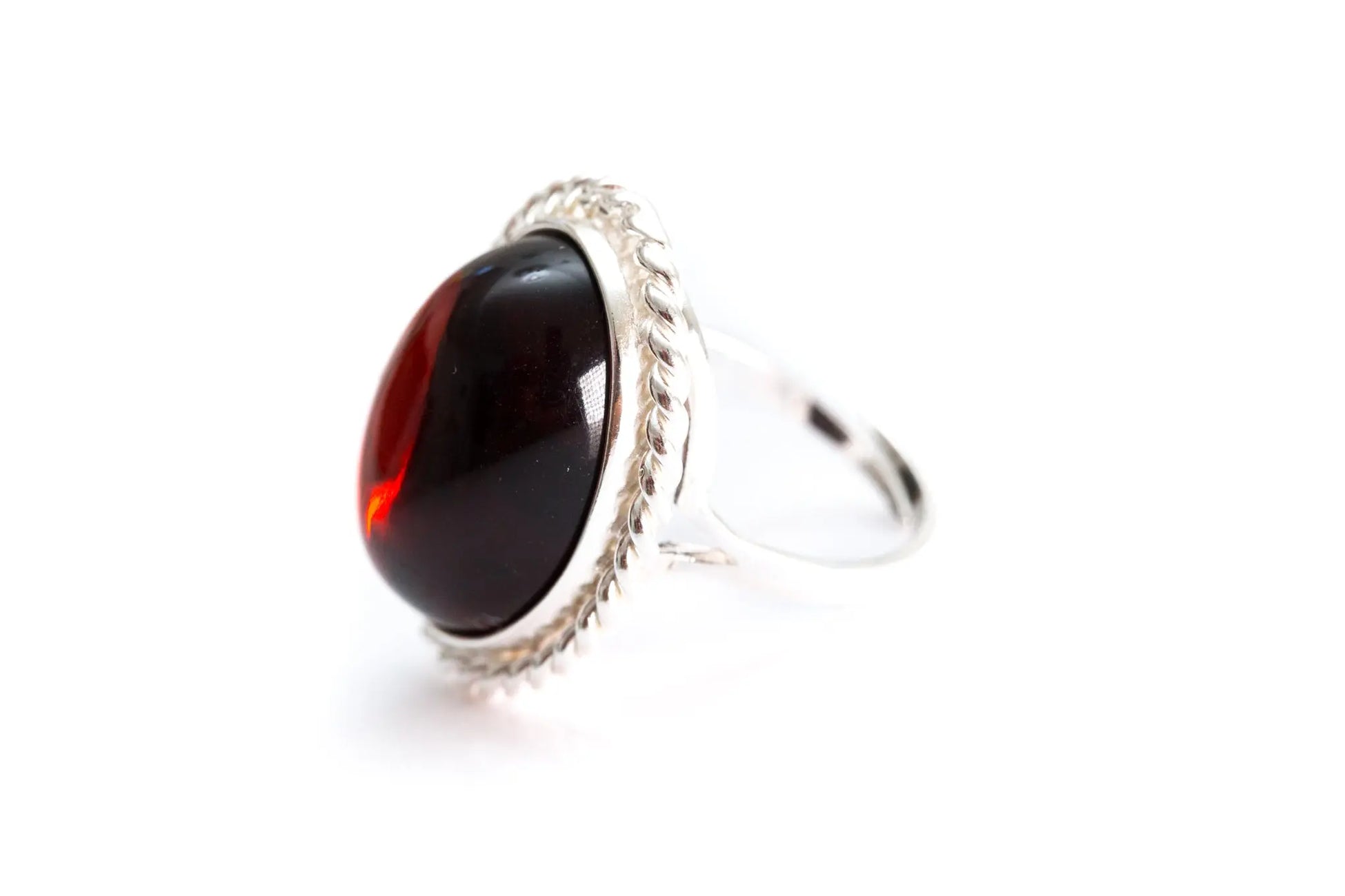 Cherry Red Amber Statement Ring - Classic Red Amber Jewellery – Baltic ...