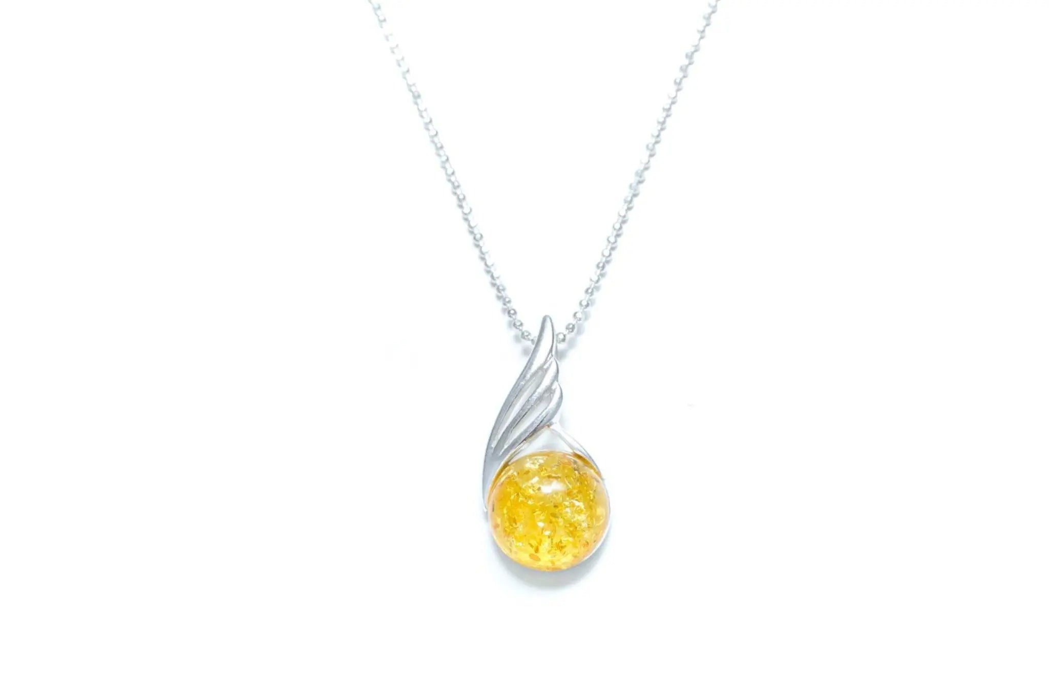 Citrus Amber Orb Pendant - Everyday Yellow Gemstone Necklace – Baltic ...