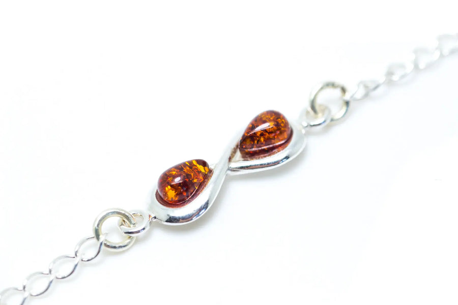 Infinity Charm Anklet Chain - Silver Anklet with Amber Infinity Charm ...
