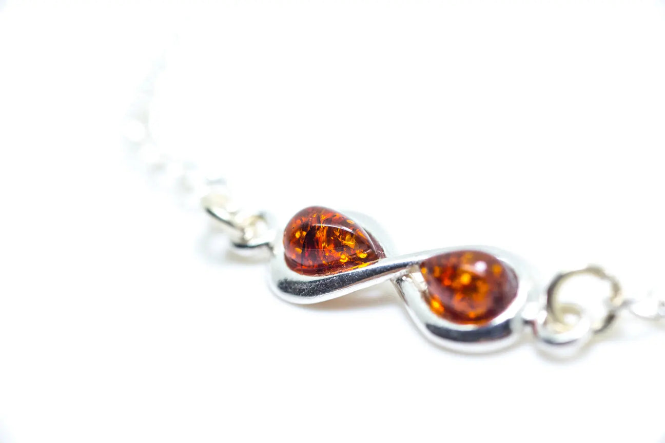 Infinity Charm Anklet Chain - Silver Anklet with Amber Infinity Charm ...