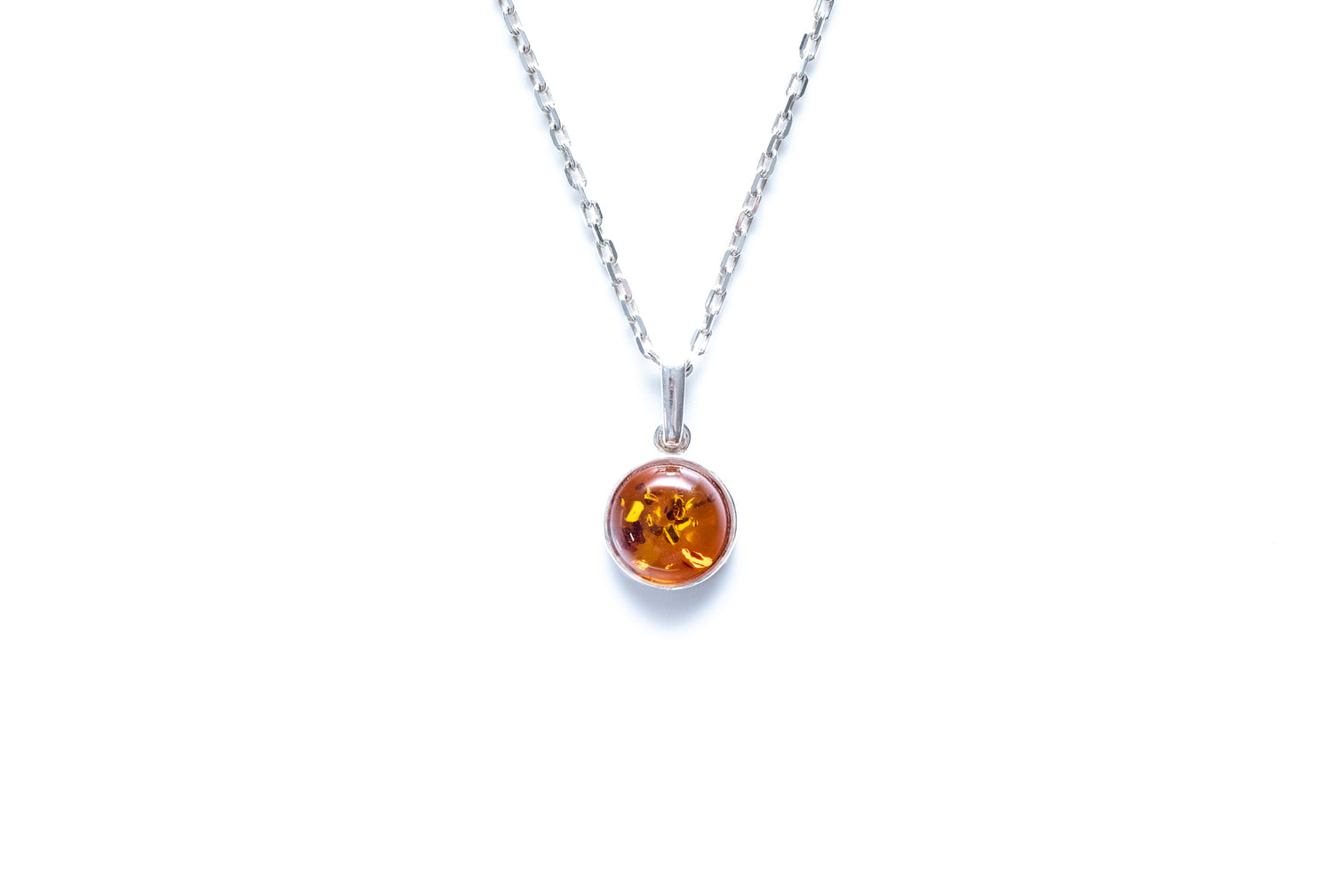 ESSENTIALS Mini Amber Pendant - Small Round Amber Necklace – Baltic Beauty